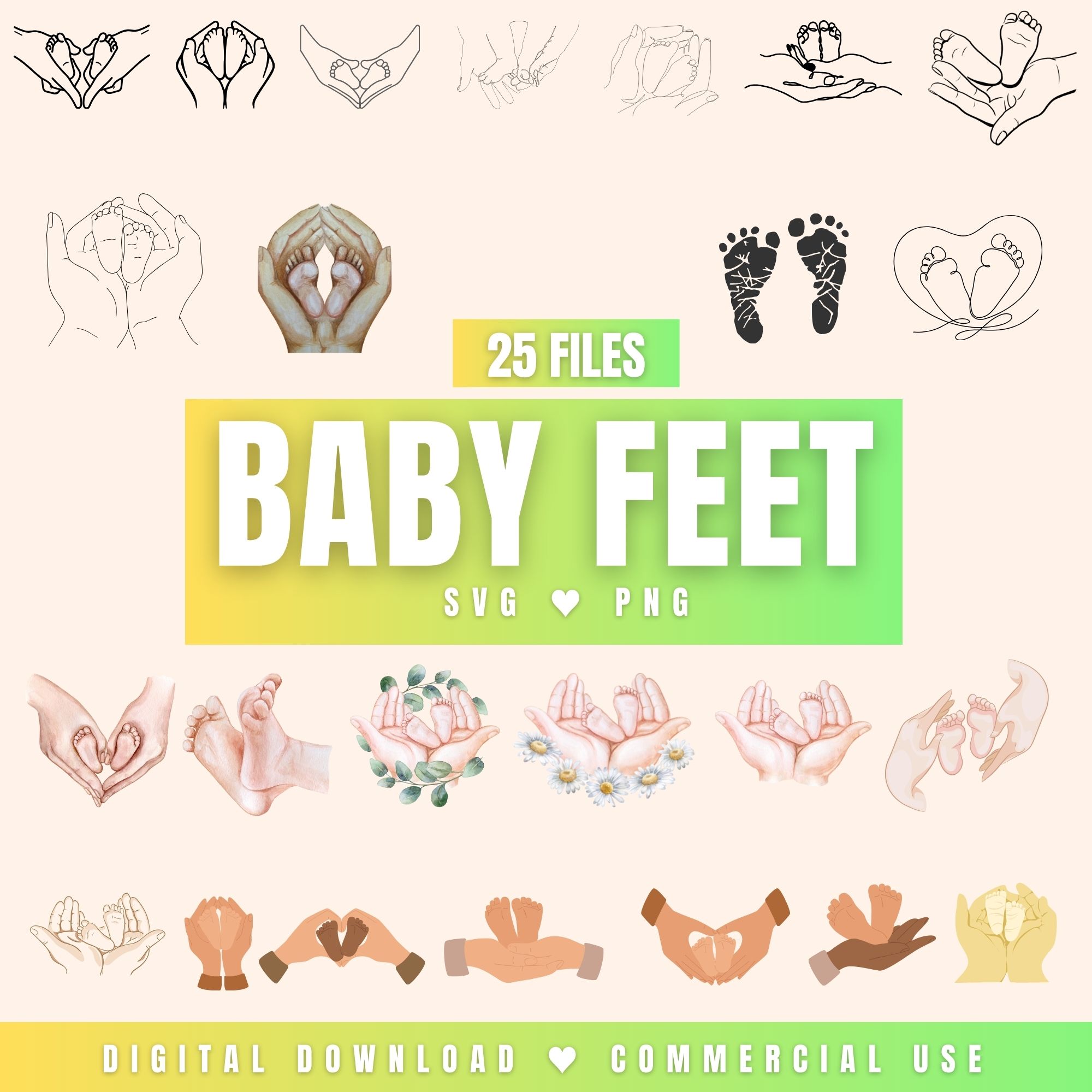 Baby feet SVG PNG clipart bundle - FOMO DIGITAL Goodies